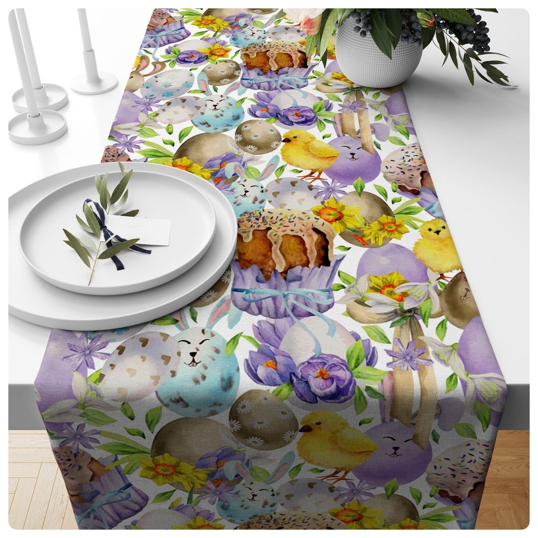 Easter Table Runner, Easter Table Decor, Eggs Table Runner, Cute Easter Eggs Table Runners ...