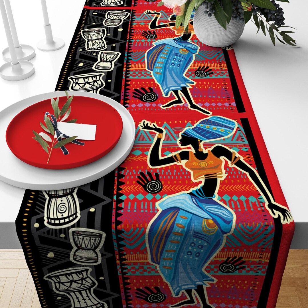 Ethnic Table Runner, African Woman's Table Runner, African Tribal Table ...