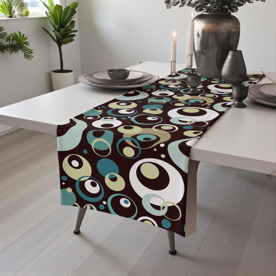 Modern Retro Coffee Table Runners, Mid Century 70s Print Table Runners ...