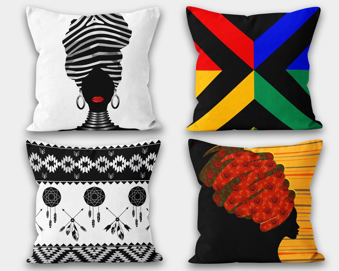 African Women Cushion Cover, Ethnic Home Decor, African Ethnic Cushions ...