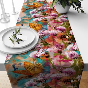 Floral Table Runner, Flowers Print Table Runner, Wildflovers Table ...