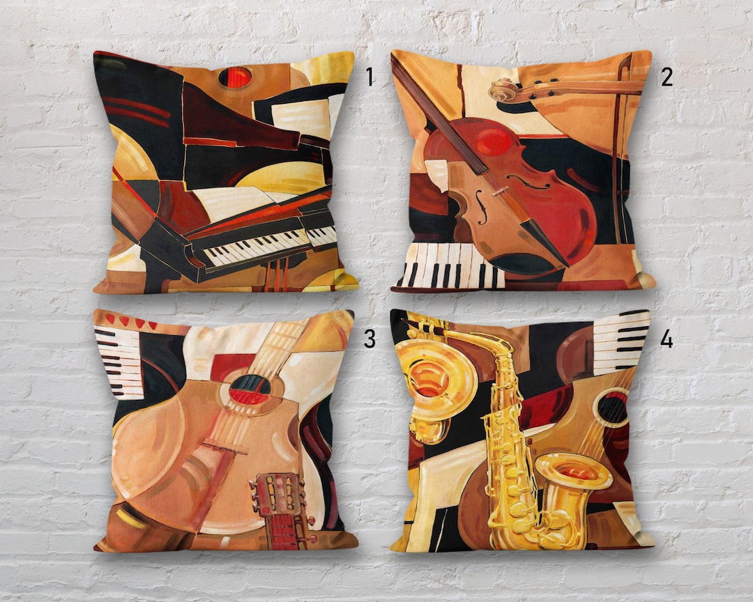 Musical Instruments Themed Pillow Case, Musical Instruments Pillow ...