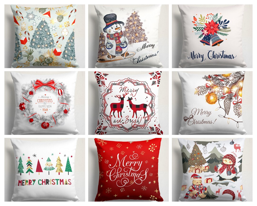 Christmas Pillowcase, Xmas Holiday Throw Pillow, Merry Christmas Pillow ...