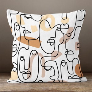 Minimalist Style Pillowcase, Line Art Face Cushion, Minimal Home Decor ...