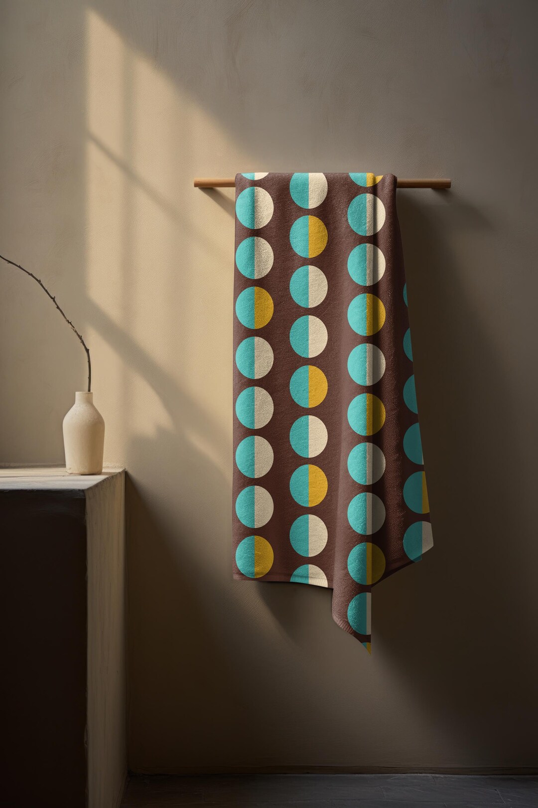 Retro Towels, 70s Retro Print Hand Towels, Mid Century Beach Towels ...