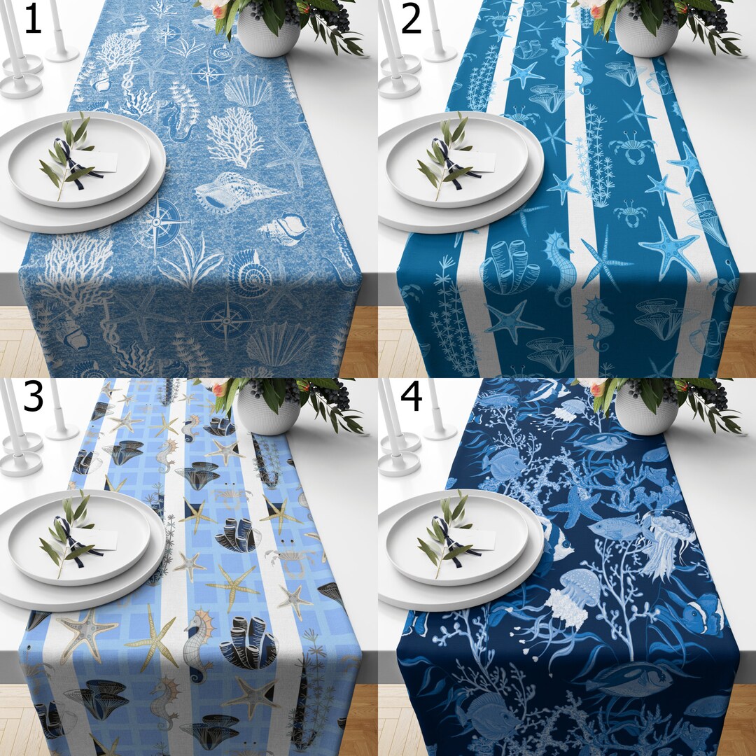Nautical Table Runner, Ocean Breeze Table Runner, Coastal Table Runner ...