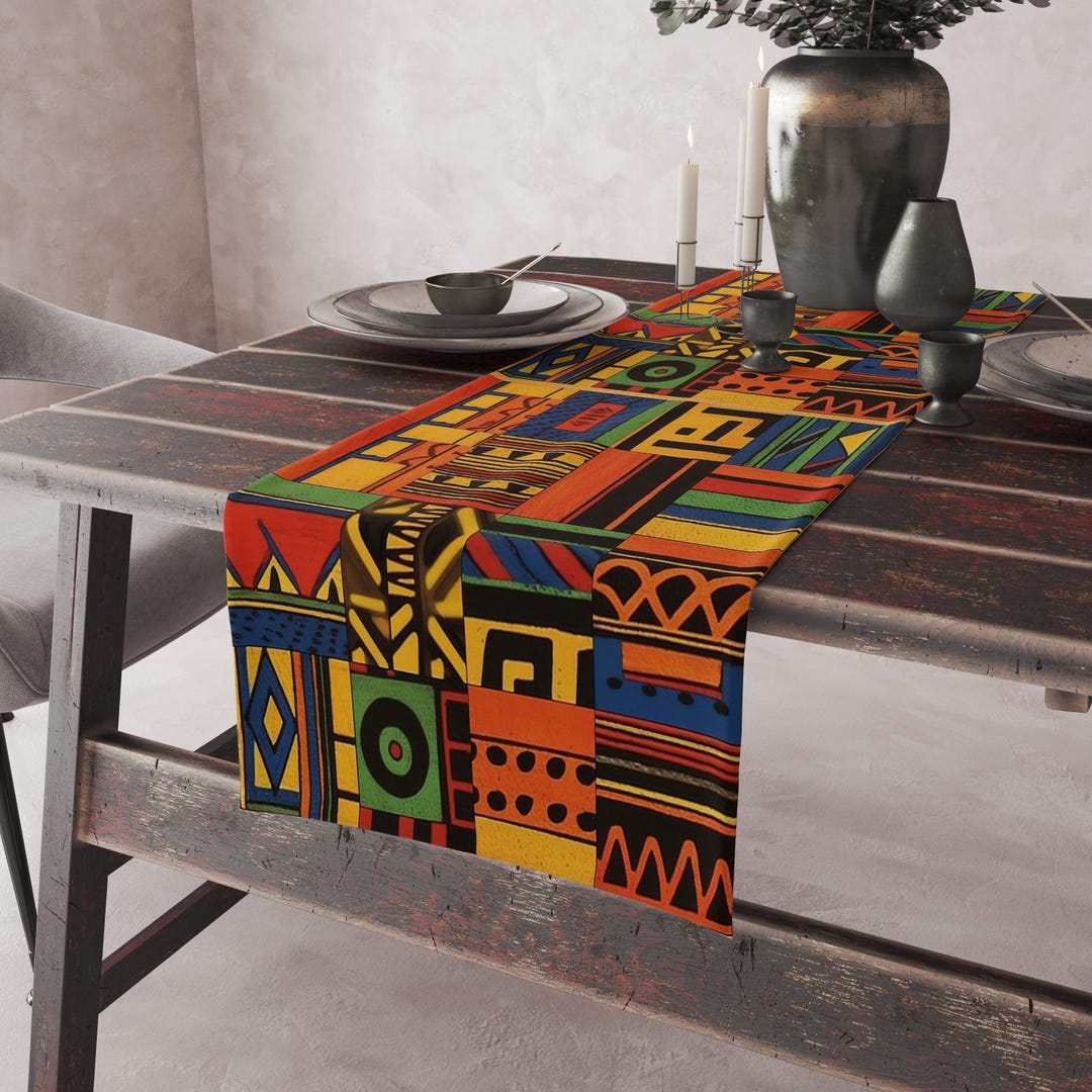 Colorful African Table Runners, Boho Ethnic Table Runner, Vibrant ...
