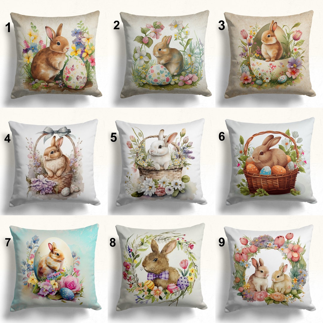 Easter Bunny Pillow Covers, Spring Rabbit Pillowcase, Bunny Pillow Case ...