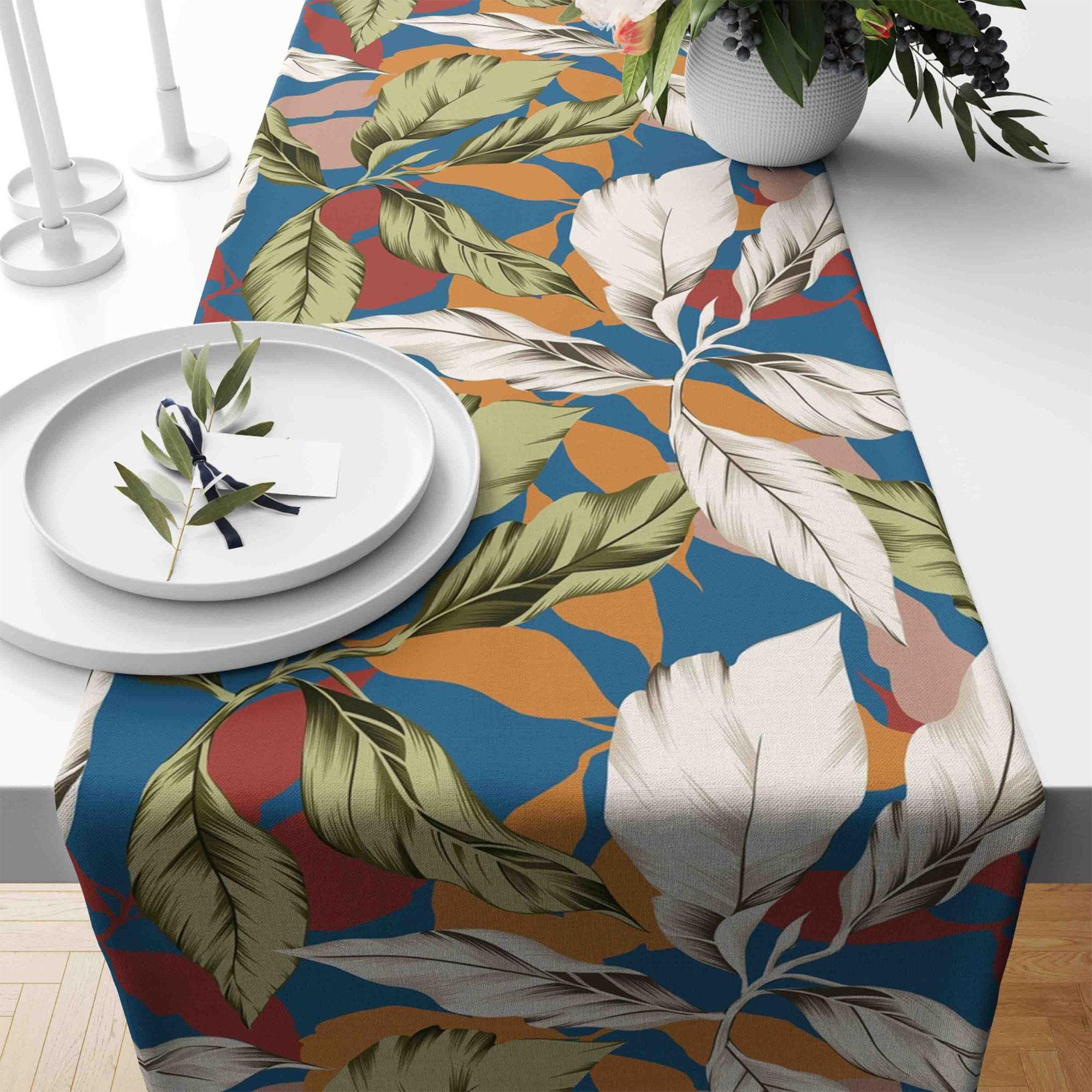 Tropical Leaf Table Runner, Flamingo Table Runner, Palm Leaf Table ...