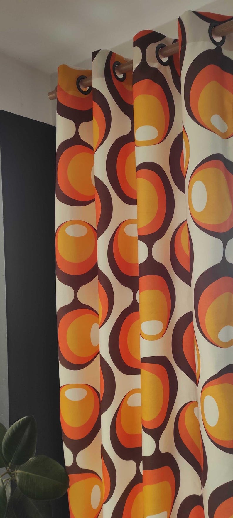 Retro 70s Curtains, Modern Art Deco Style Curtain, Mid Century Modern ...