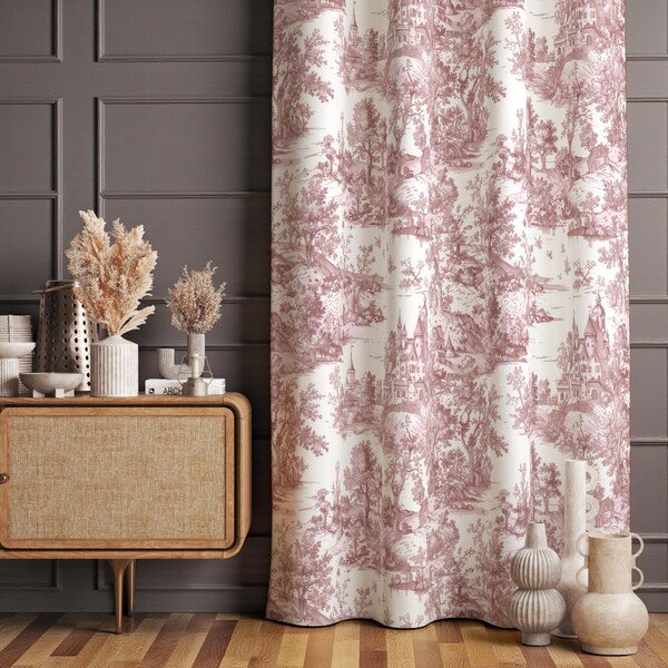 Pink Toile Curtains - Etsy