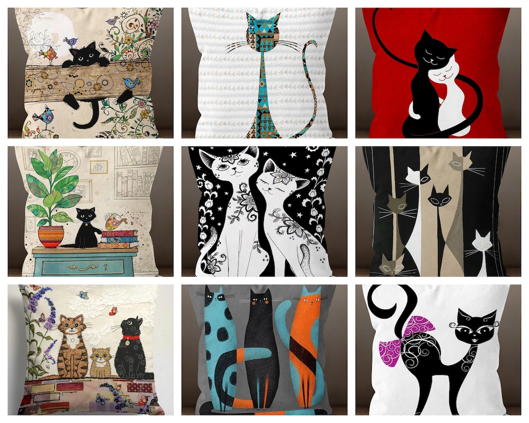 Cute Cats Pillowcase, Cute Cat Print Pillow Cover, Animals Pillow Case ...