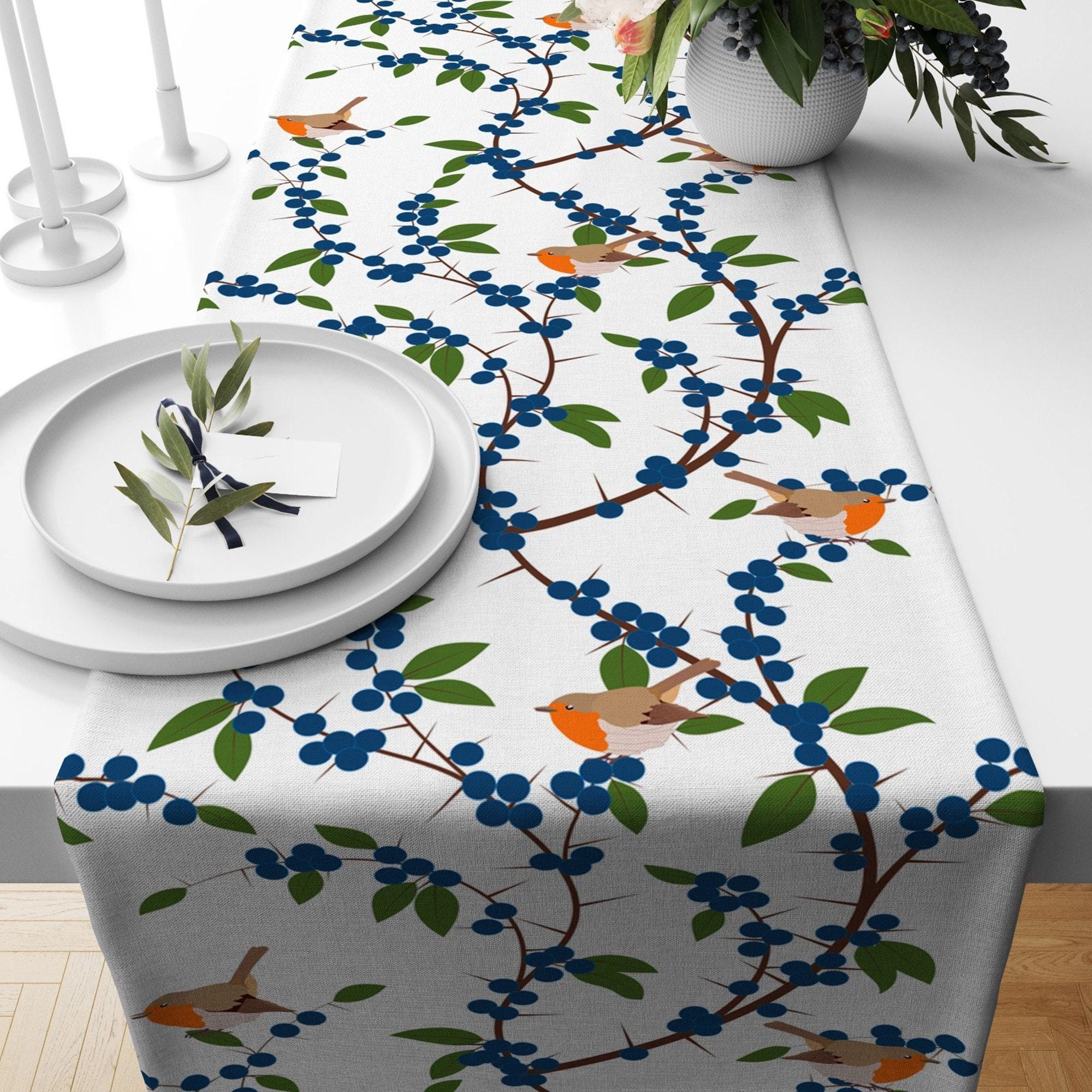 Tropic Floral Table Runner, Exotic Flowers Printed Table Runner ...