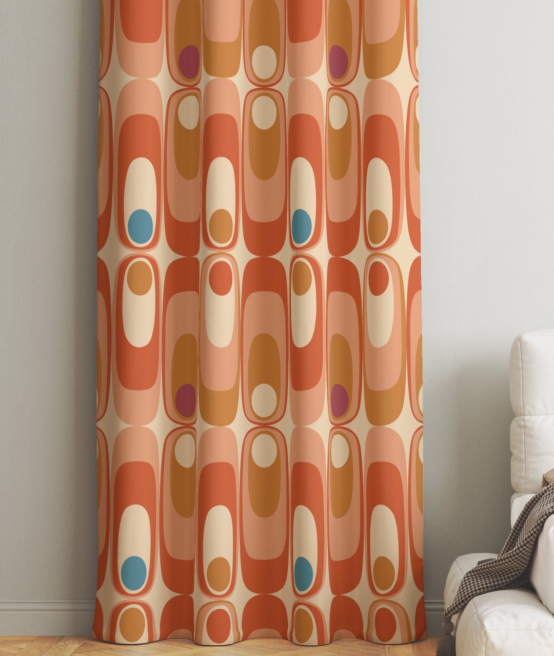Retro Modern Curtains, Mid Century Modern Curtain Panels, 80s Retro ...