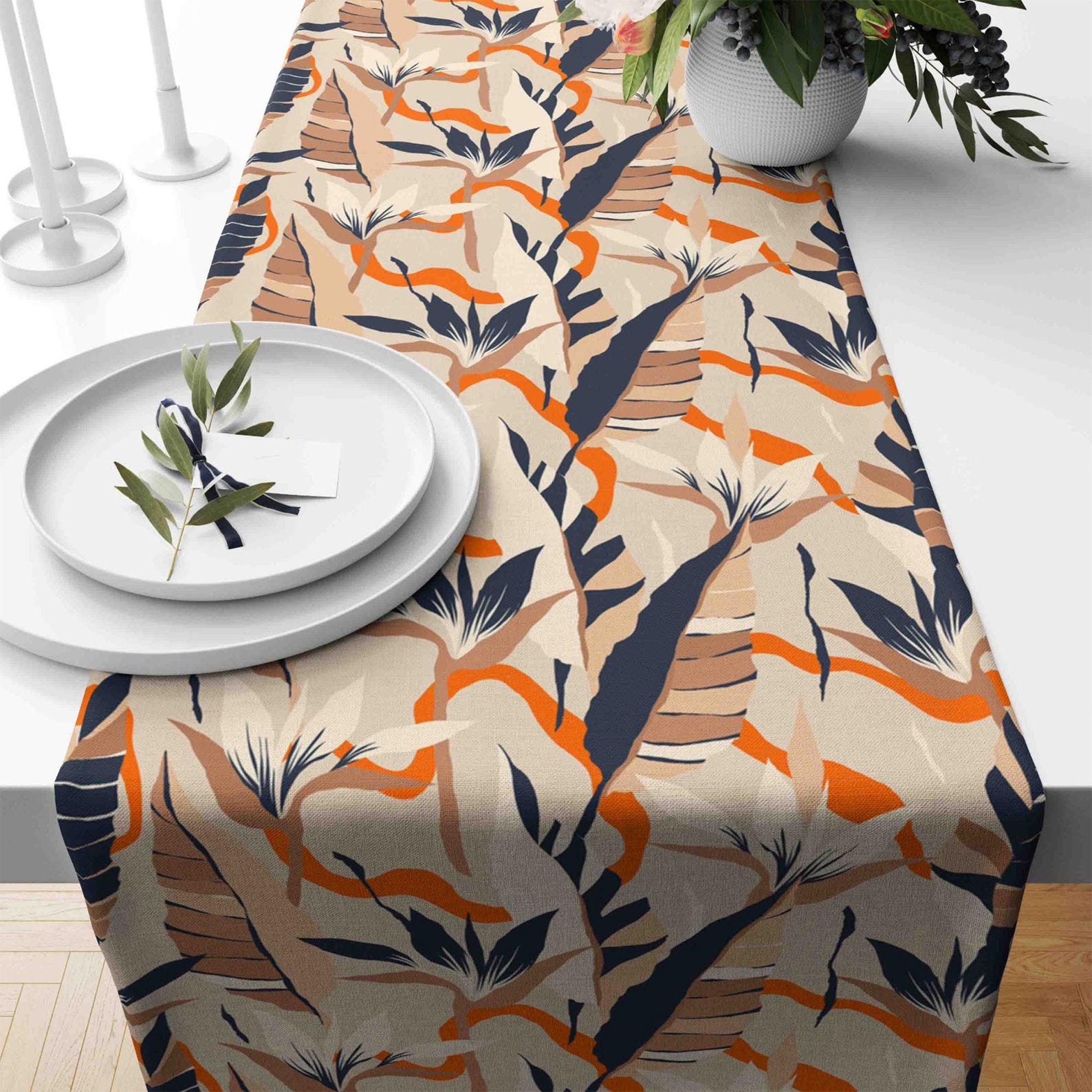 Tropical Leaf Table Runner, Flamingo Table Runner, Palm Leaf Table ...