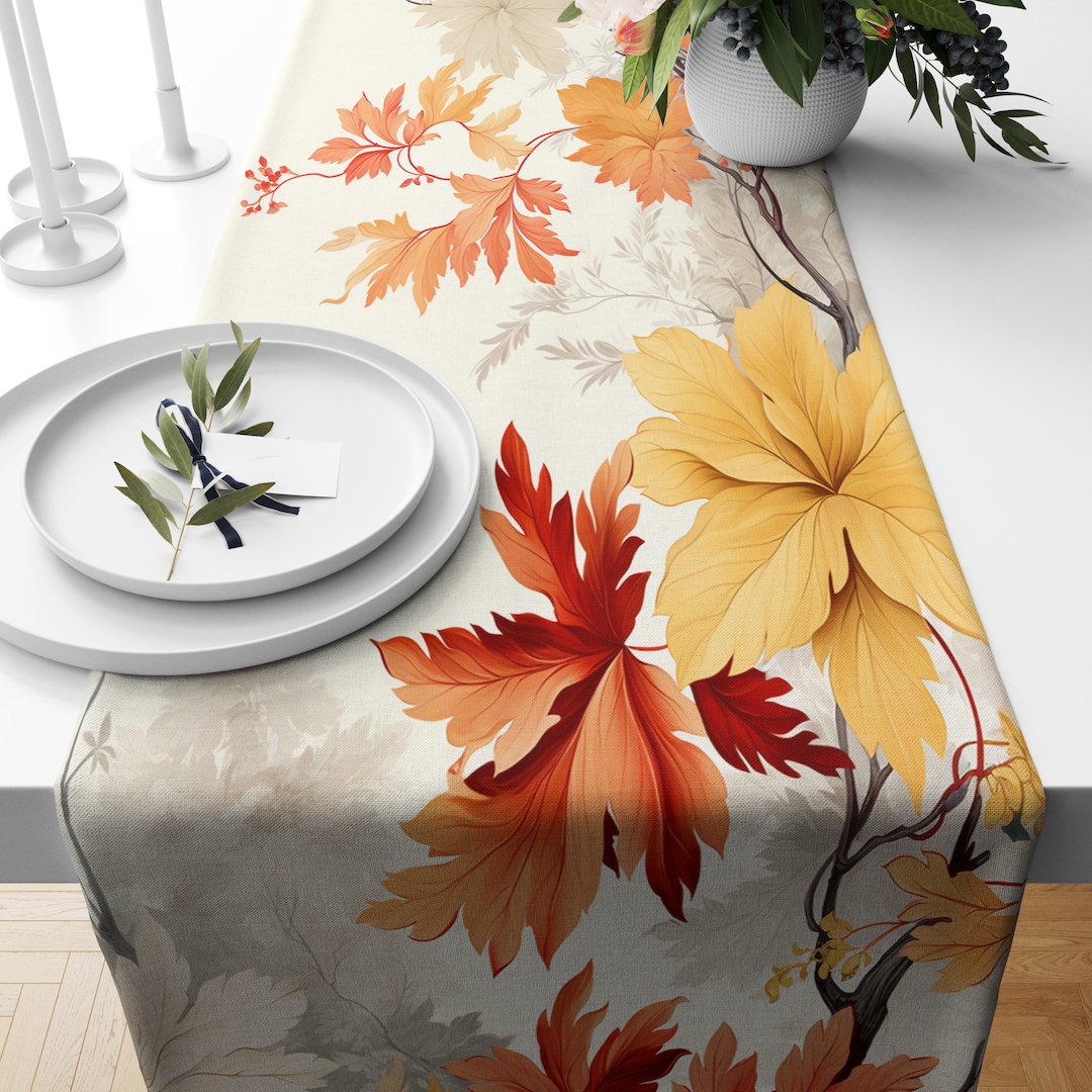 Fall Leaves Table Runner, Thanksgiving Fall Table Runner, Autumn Table ...