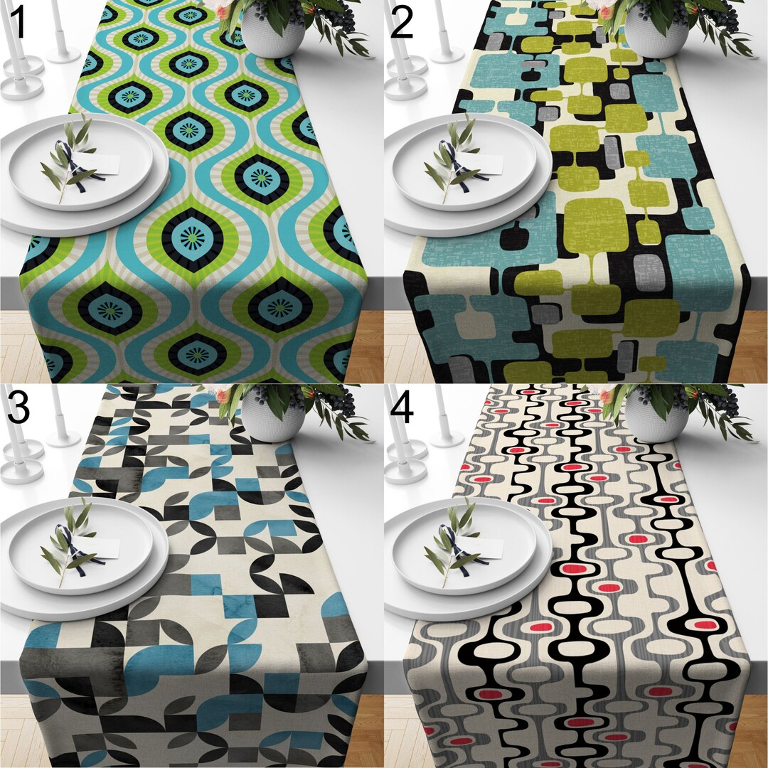 Mid Century Modern Table Runner, Retro Coffee Table Runners, 70s Mod ...