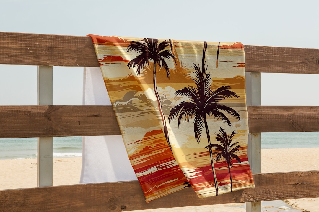 Beach Towels, Tropical Hawaii Palm Tree Beach Towels, Tropic Digital Print Beach Towel, Hawaii ...