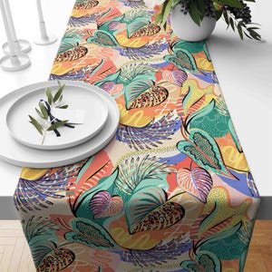 Tropical Leaf Table Runner, Exotic Leaves Table Runner, Palm Leaf Table ...