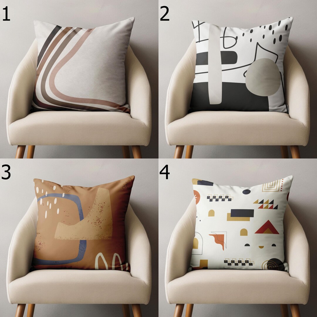 Modern Abstract Line Art Pillow Cover, Minimalist Scandinavian Cushion ...