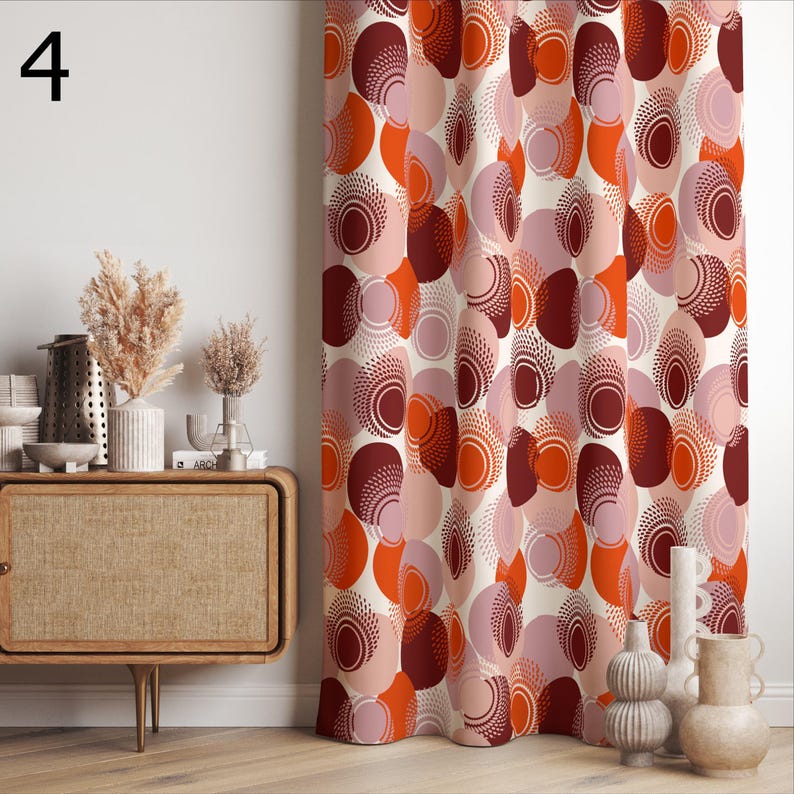 Mid Century Modern Curtain Panels, 70s Hippie Retro Boho Curtains ...