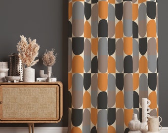 Mid Century Modern Curtain Panels, Retro Curtains, Hippie Retro Window Curtain, Abstract Retro ...