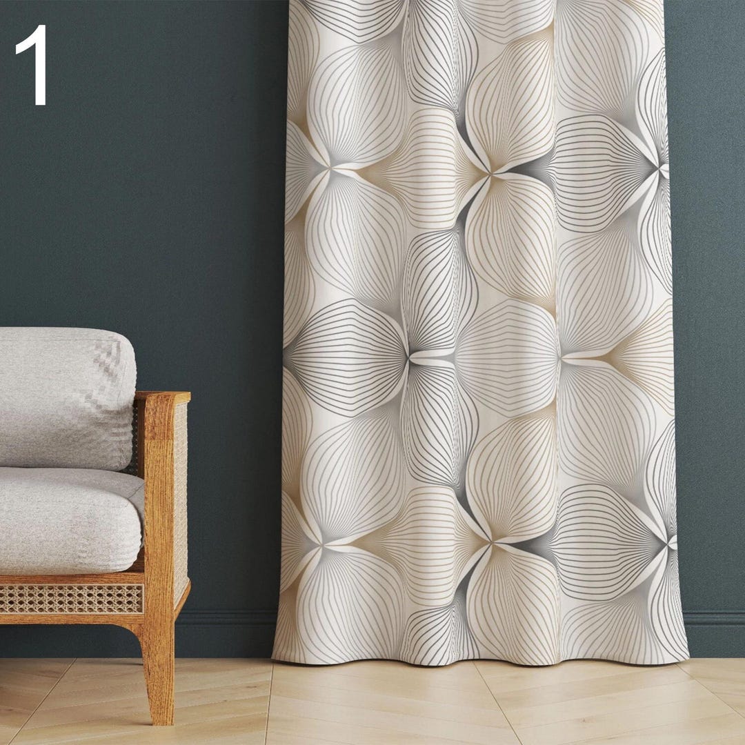 Mid Century Modern Curtain Panels, 70s Retro Printed Curtains, Modern ...