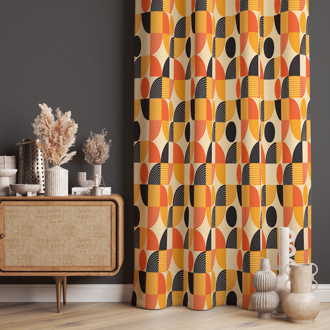 Retro Curtains, Mid Century Modern Curtain Panels, Retro Drapes, Retro ...