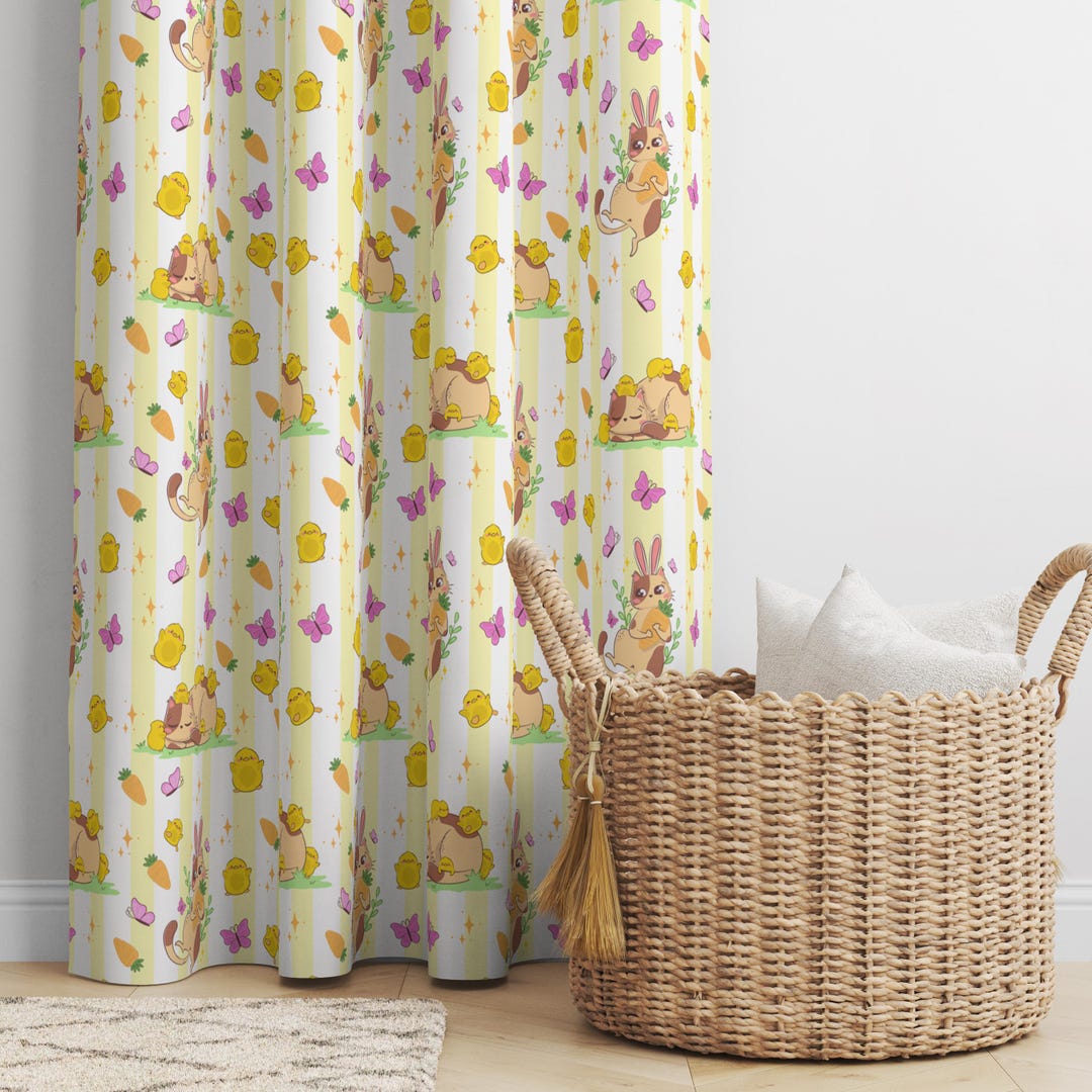 Cute Animals Print Curtain, Kids Room Drapes, Cute Animals Nursery ...