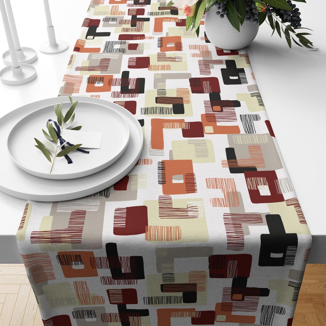 Modern Retro Table Runner, Mid Century Table Runners, Retro Coffee ...