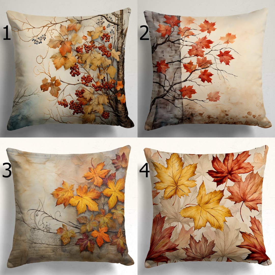 Fall Leaves Cushion Cover, Autumn Pillow Covers, Autumn Throw Pillow Cover, Autumn Gift, Fall ...