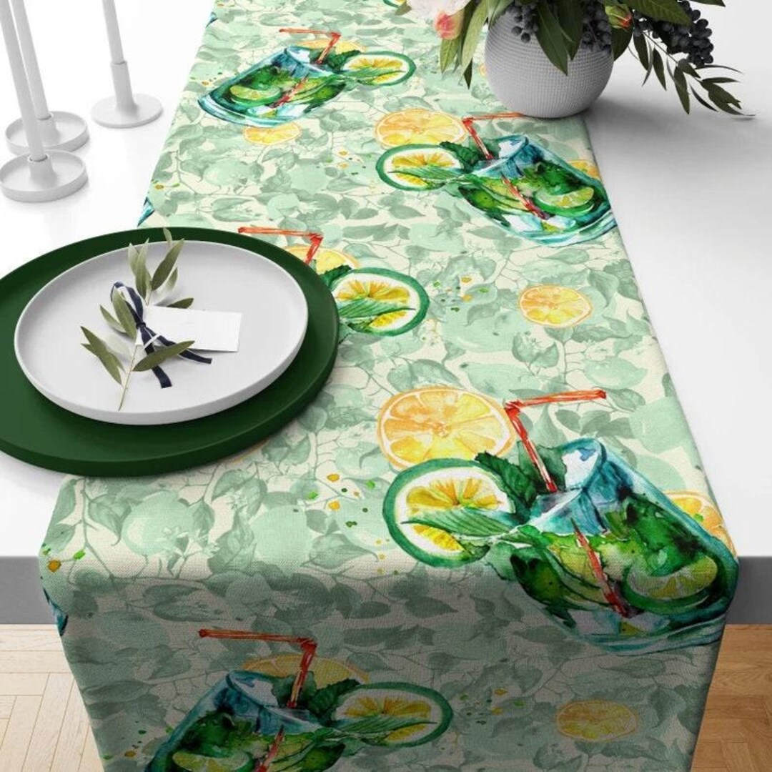 Lemon Table Runner, Yellow Fresh Lemon Decorative Table Runner, Lemon ...