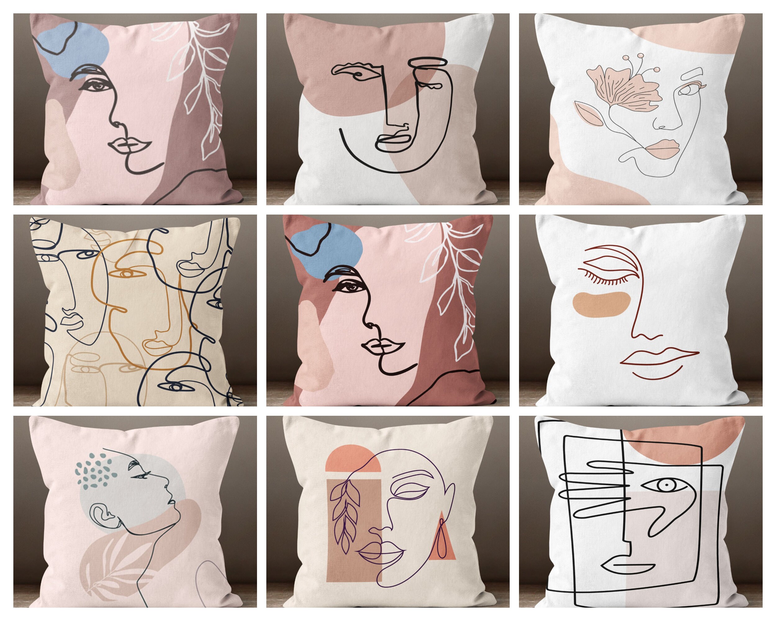 Minimalist Pillow Line Art - Etsy