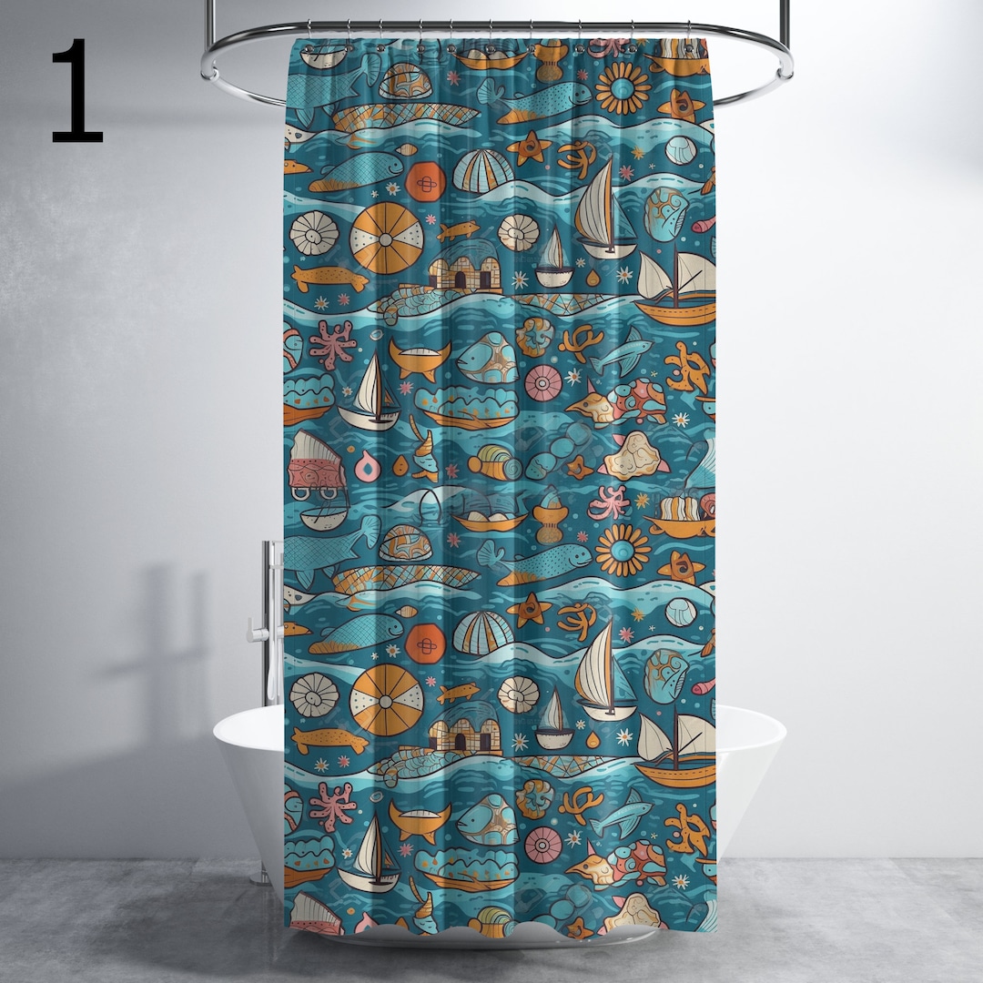 Shower Curtains, Nautical Digital Printed Shower Curtain Panels ...