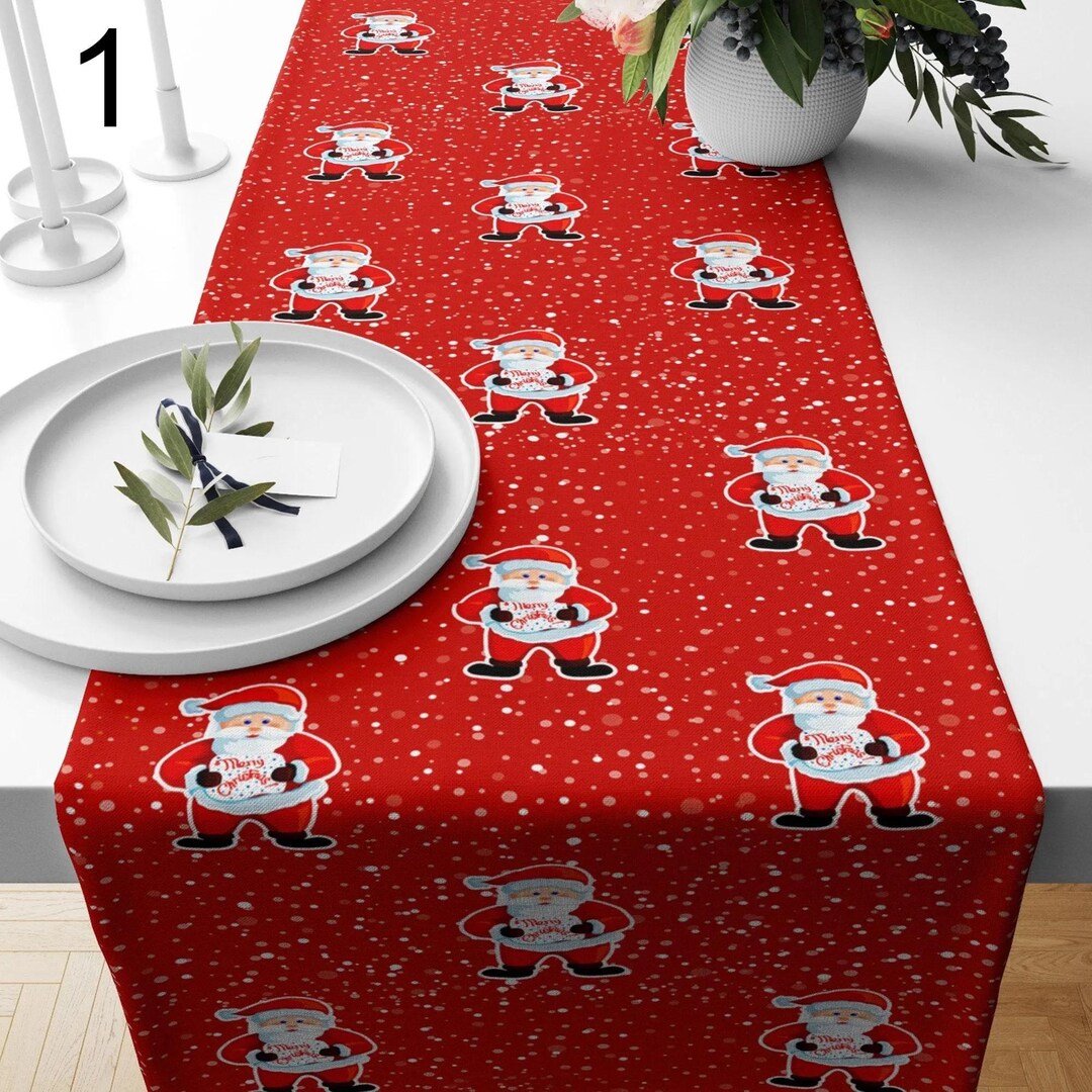 Merry Christmas Table Runner, Santa Claus Table Runner, Xmas Table ...