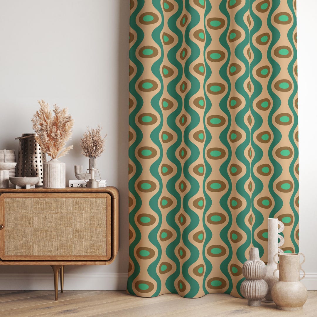 Retro Curtains, Mid Century Modern Curtain Panels, 70s Retro Style ...