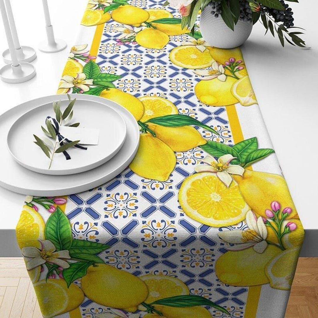 Lemon Table Runners, Yellow Lemon Table Runner, Kitchen Lemon ...