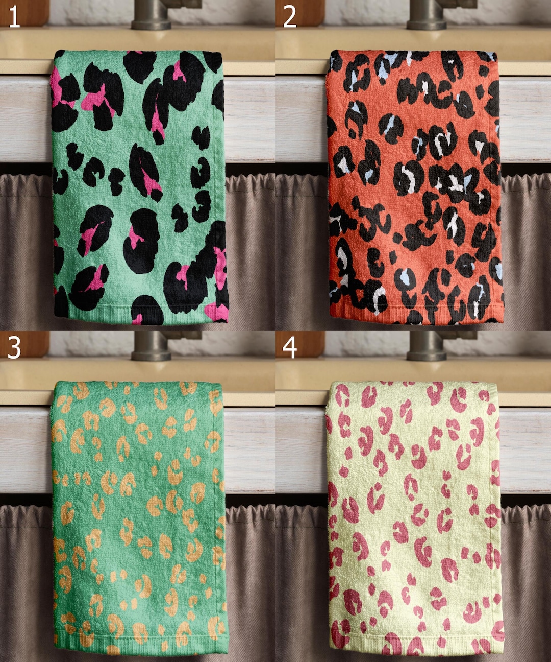 Leopard Towels, Leopard Beach Towel, Cheetah Print Hand Towels, Leopard ...