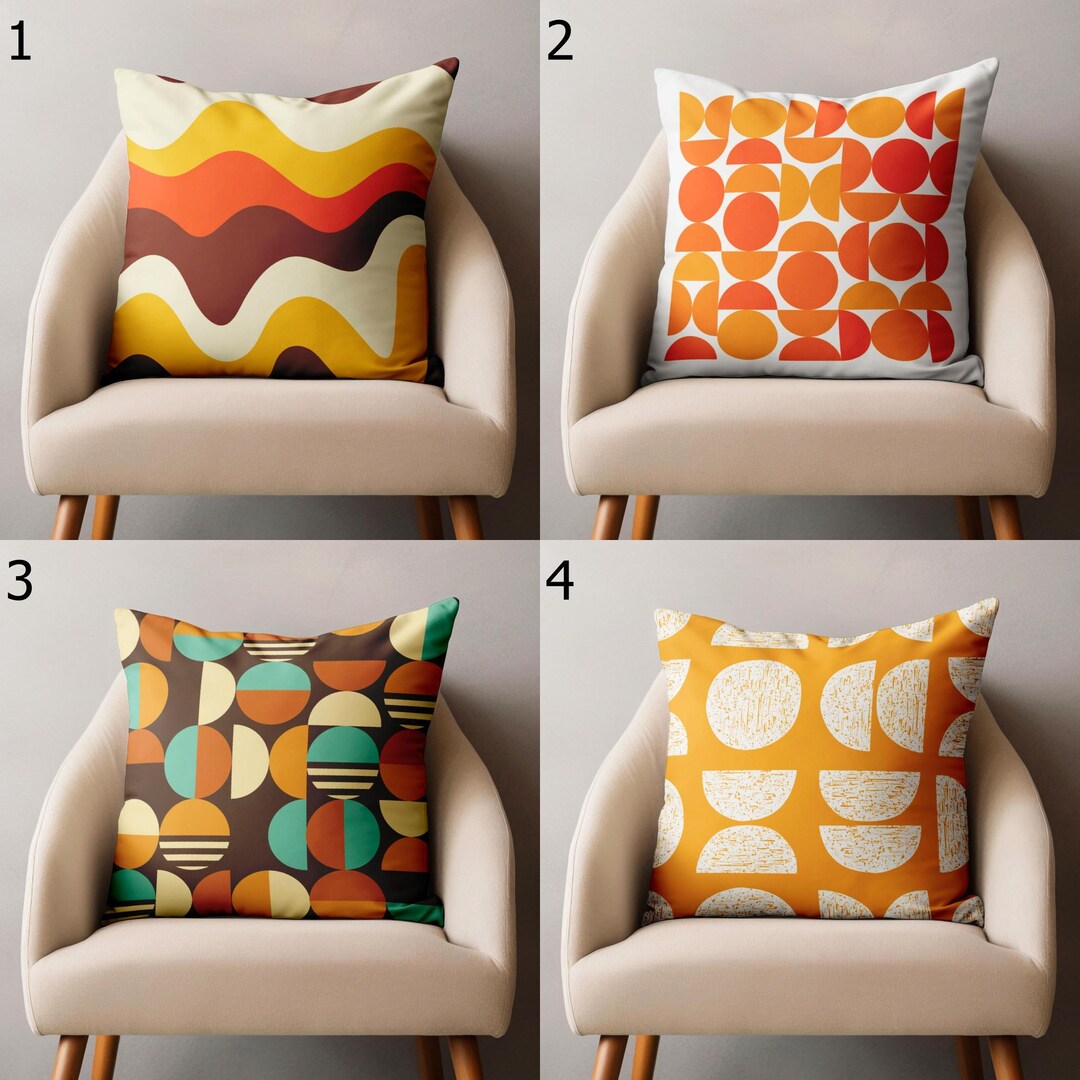 Retro Bauhaus Pillow Covers, Retro Throw Pillow Cover, 70s Geometric ...