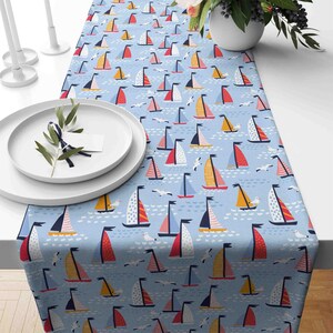 Nautical Table Runner, Navy Blue Anchor Table Runner, Anchor Table ...