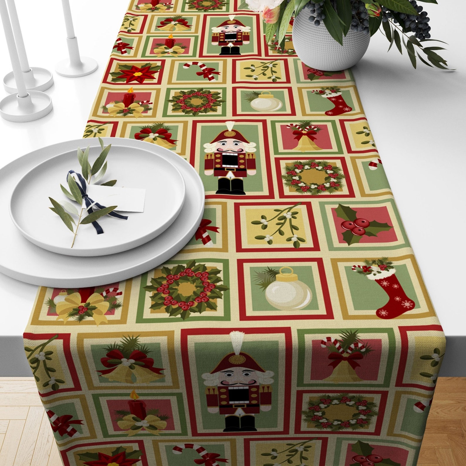 Christmas Table Runner Christmas Table Decoration Green - Etsy