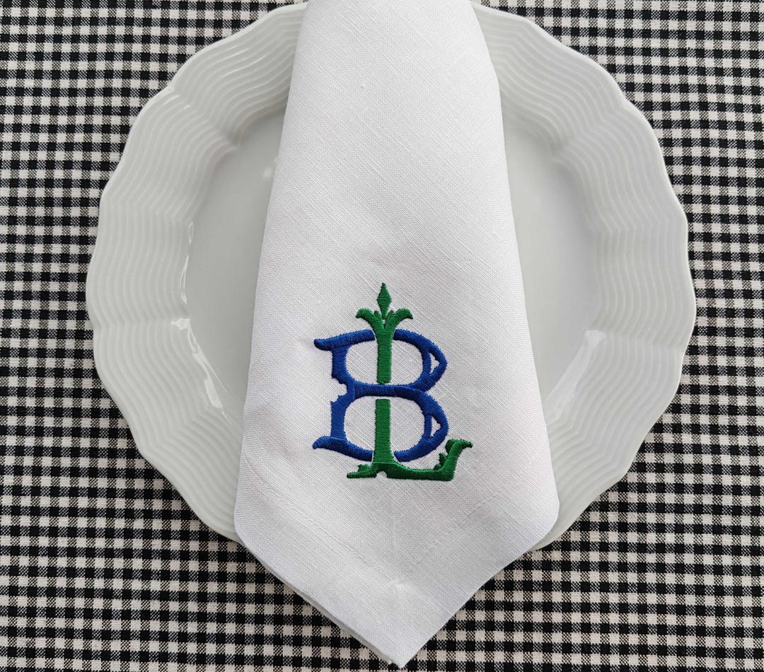 Letter Monogrammed Napkins, Personalized Linen Napkins, Monogrammed ...