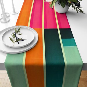 Retro Table Runner, Orange Retro Table Runner, Mid Century Modern Table ...