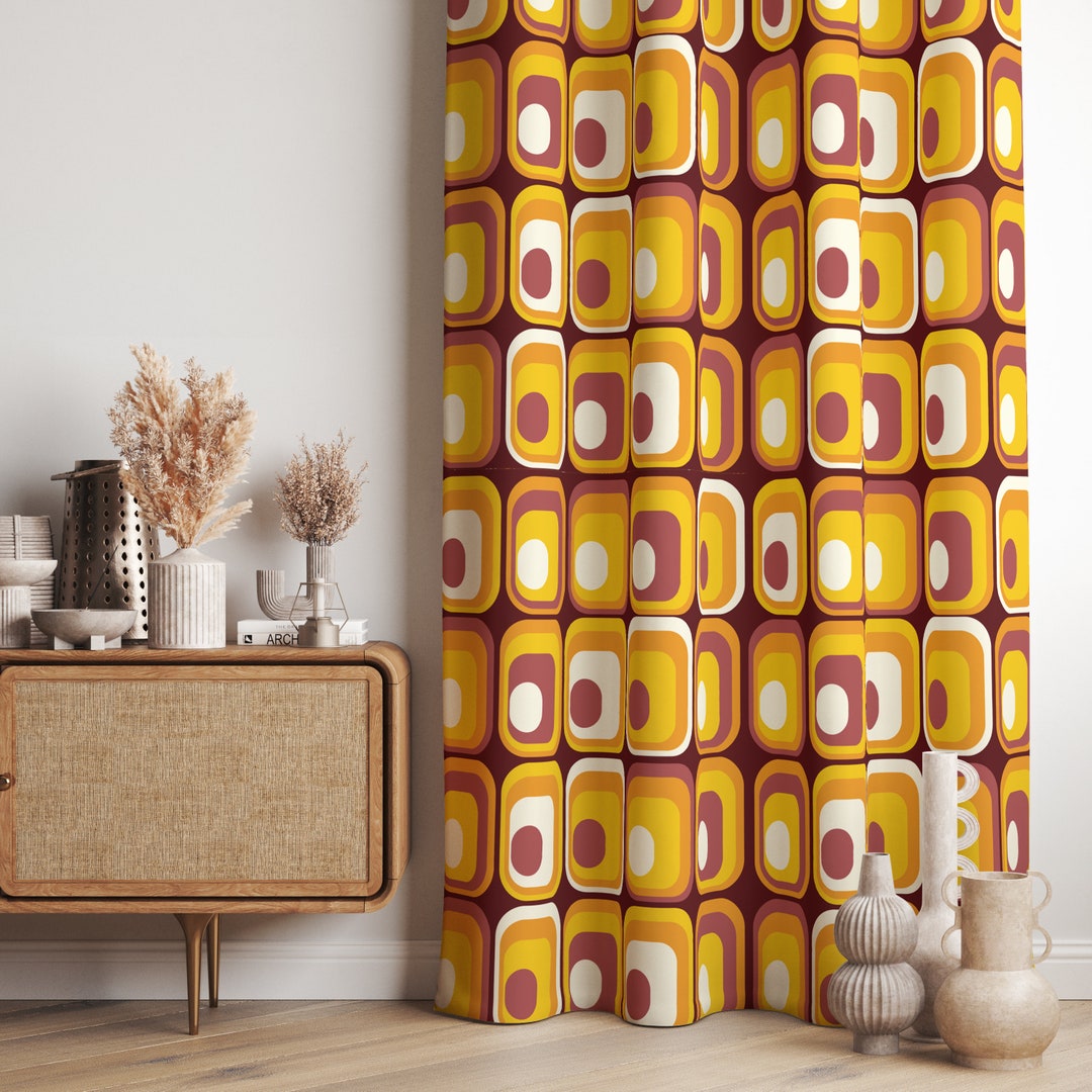 Mid Century Modern Curtain Panels, Retro Curtains, Hippie Retro Window ...
