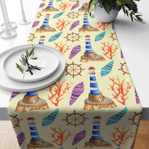 Nautical Table Runner Navy Blue Anchor Table Runner Anchor - Etsy