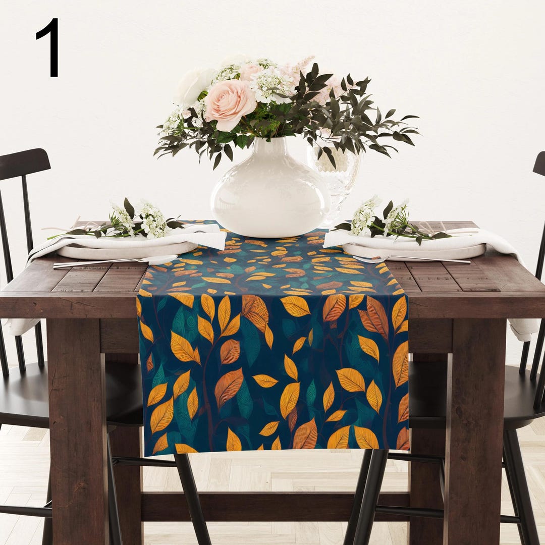 Fall Leaves Table Runner, Thanksgiving Fall Table Runner, Autumn Table ...