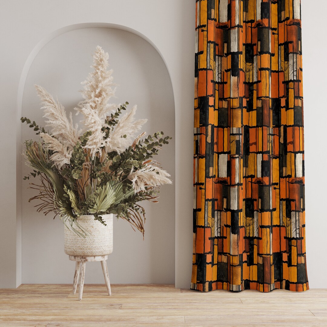 Mid Century Modern Curtain Panels 70s Hippie Retro Boho - Etsy
