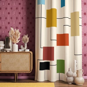 Modern Minimalist Curtains, Geometric Curtain, Retro Printed Curtains ...