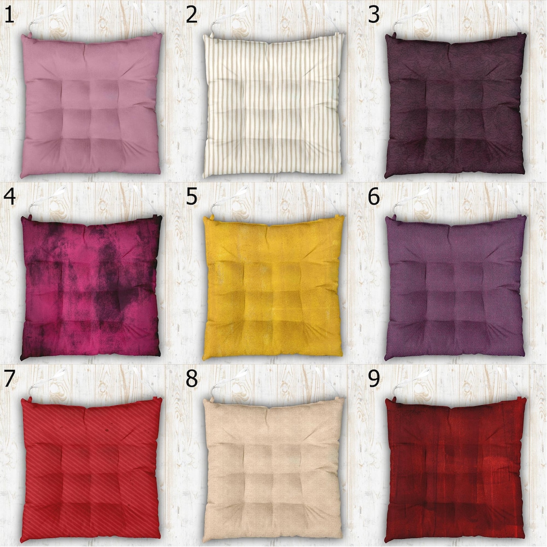 Solid Color Seat Cushion With Ties, Indoor Outdoor Chair Pads, Solid ...