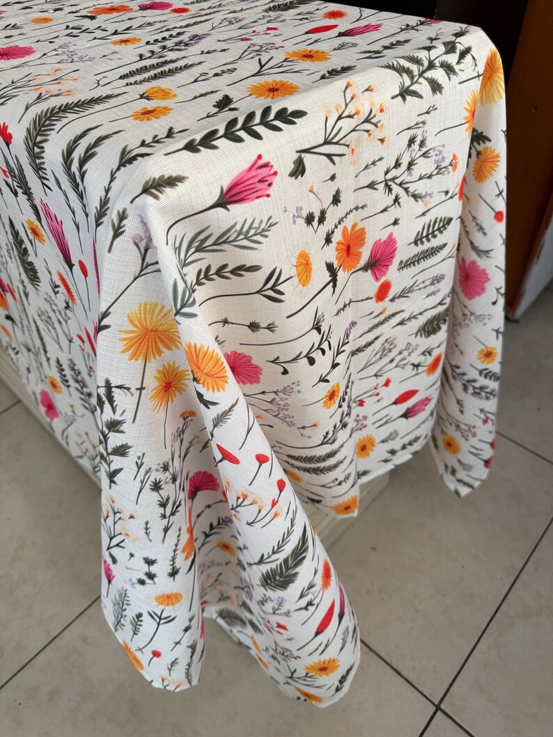 Wildflower Tablecloth, Floral Table Cloths, Cottagecore Kitchen Table ...
